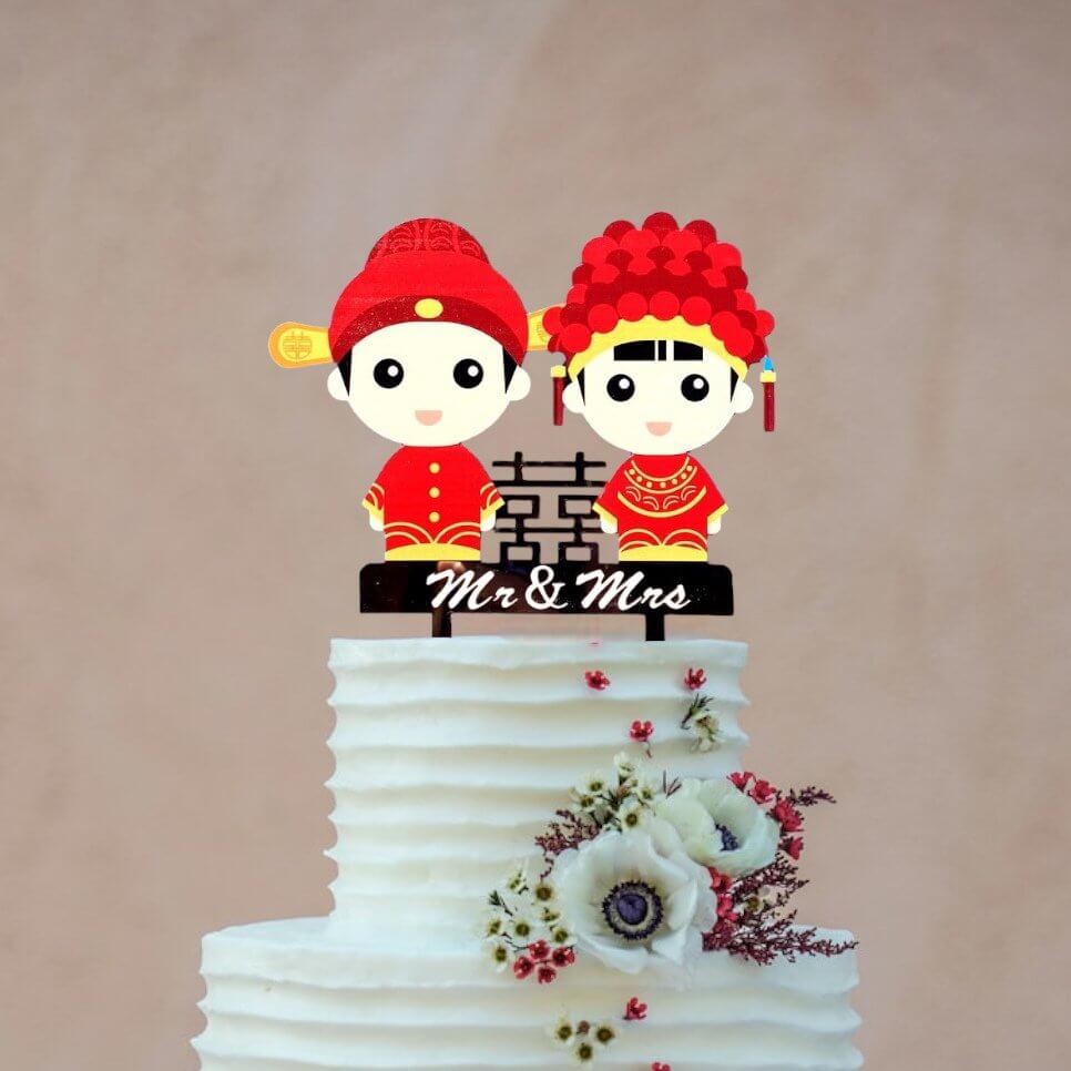 Buy Chinese Bride Groom Double Happiness Cake Topper - MyDeal Australia