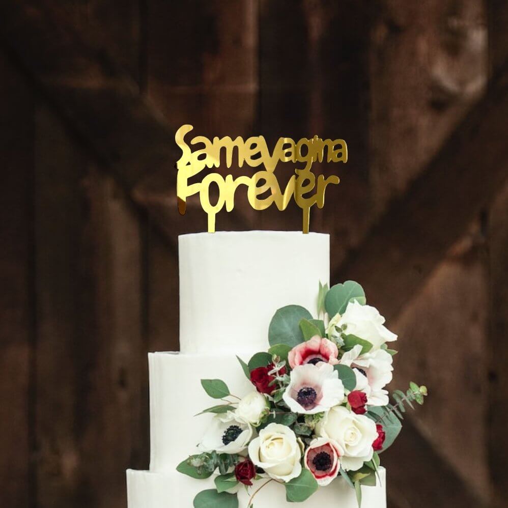 Buy Gold Acrylic 'same vagina forever' Cake Topper - MyDeal Australia