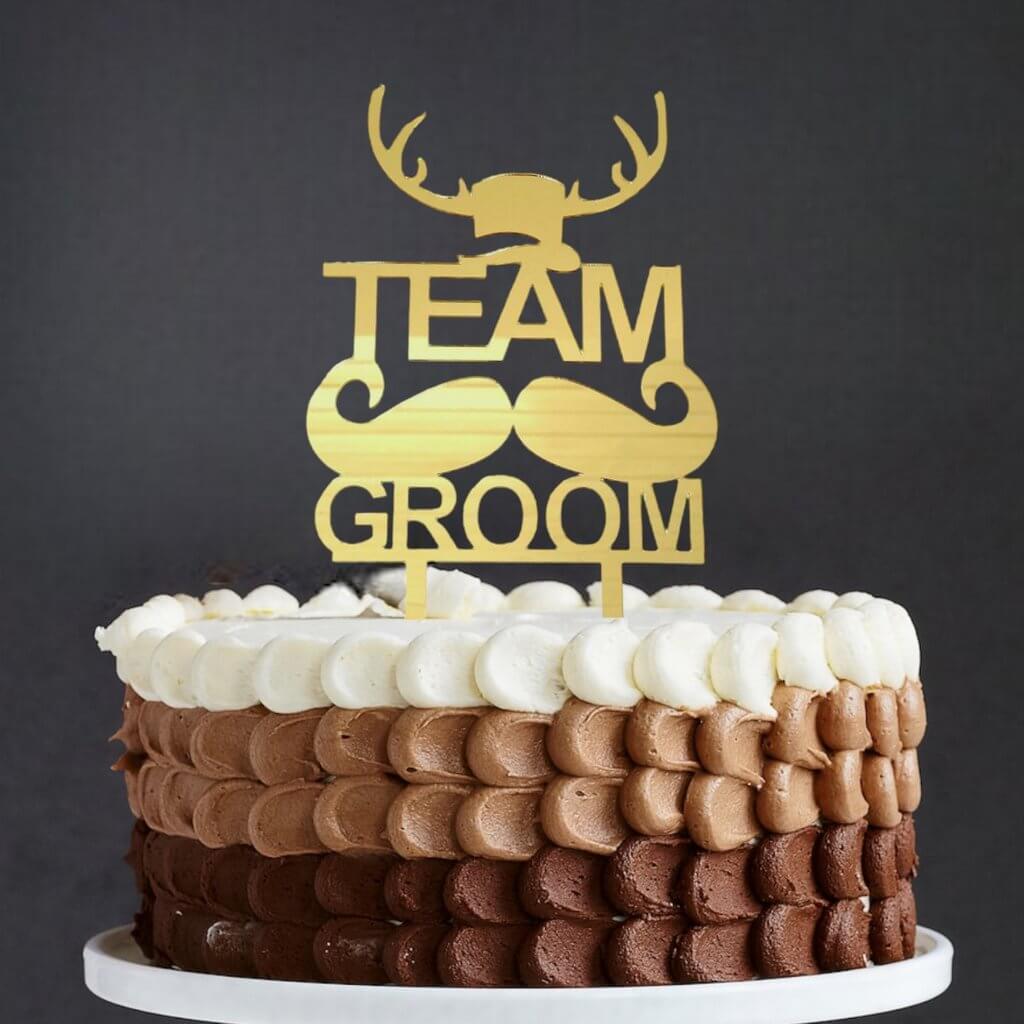 Buy Gold Mirror Acrylic Team Groom Stag Party Cake Topper - MyDeal ...