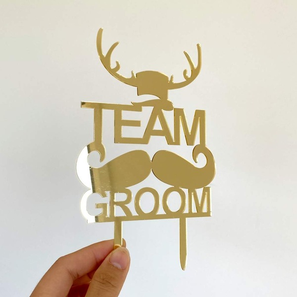 Buy Gold Mirror Acrylic Team Groom Stag Party Cake Topper - MyDeal ...