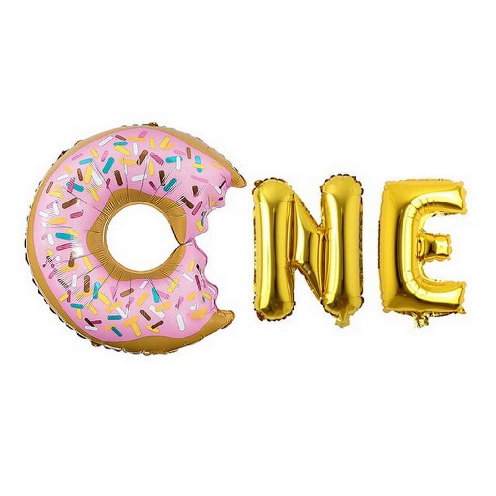 Buy Gold ONE Donut Foil Balloon Banner - MyDeal Australia