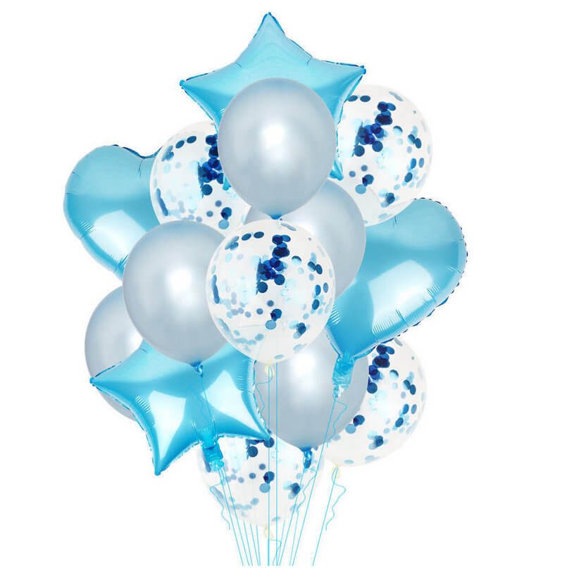 Buy Light Blue Star Heart Confetti Balloon Bouquet 14pk - MyDeal Australia