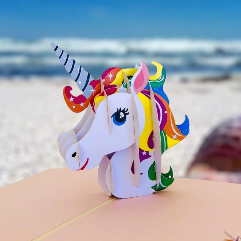 Buy Unicorn Head Pop Up Card - Cream Cover - MyDeal Australia