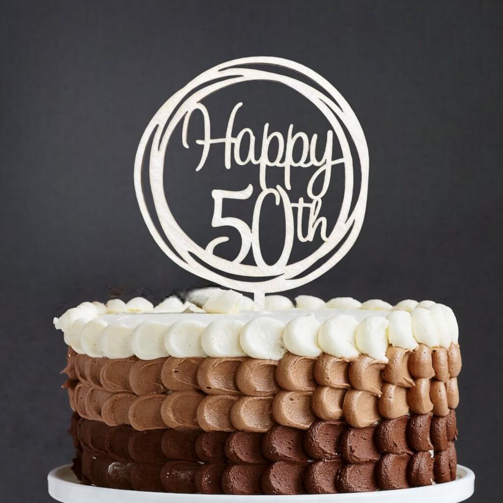Buy Wooden Geometric 'Happy 50th' Cake Topper - MyDeal Australia