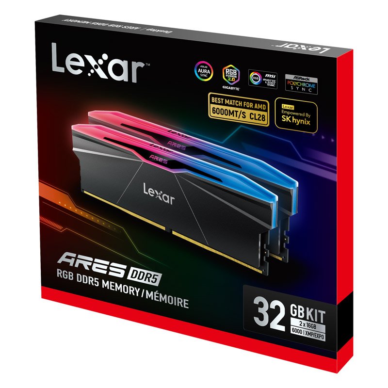 Buy Lexar LD5U16G60C28BR-RGD ARES 2nd Gen U-DIMM DDR5 6000 32GB Kit ...