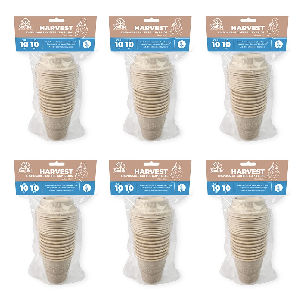 Buy 60pc EcoSouLife Harvest 236ml Bio/Compostable Disposable Coffee ...