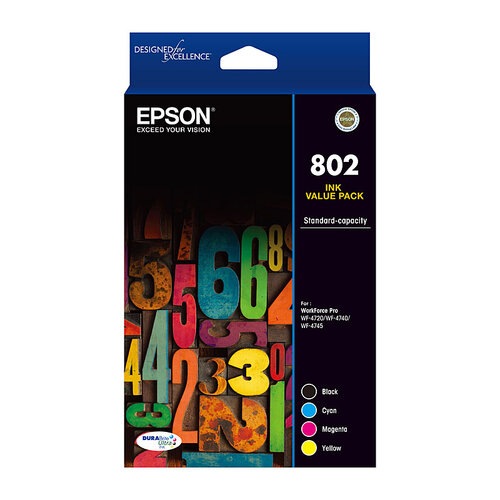 Buy Epson 802 Black, Cyan, Magenta & Yellow Colour Pack - MyDeal Australia