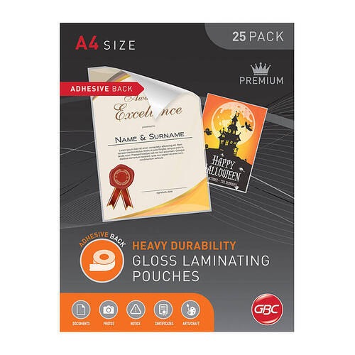 Buy GBC Laminating Pouch A4 125 Micron Pk25 Adhesive - MyDeal Australia