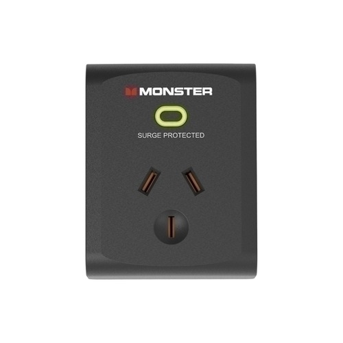 Buy Monster Single Socket Surge Protector - Black - MyDeal Australia