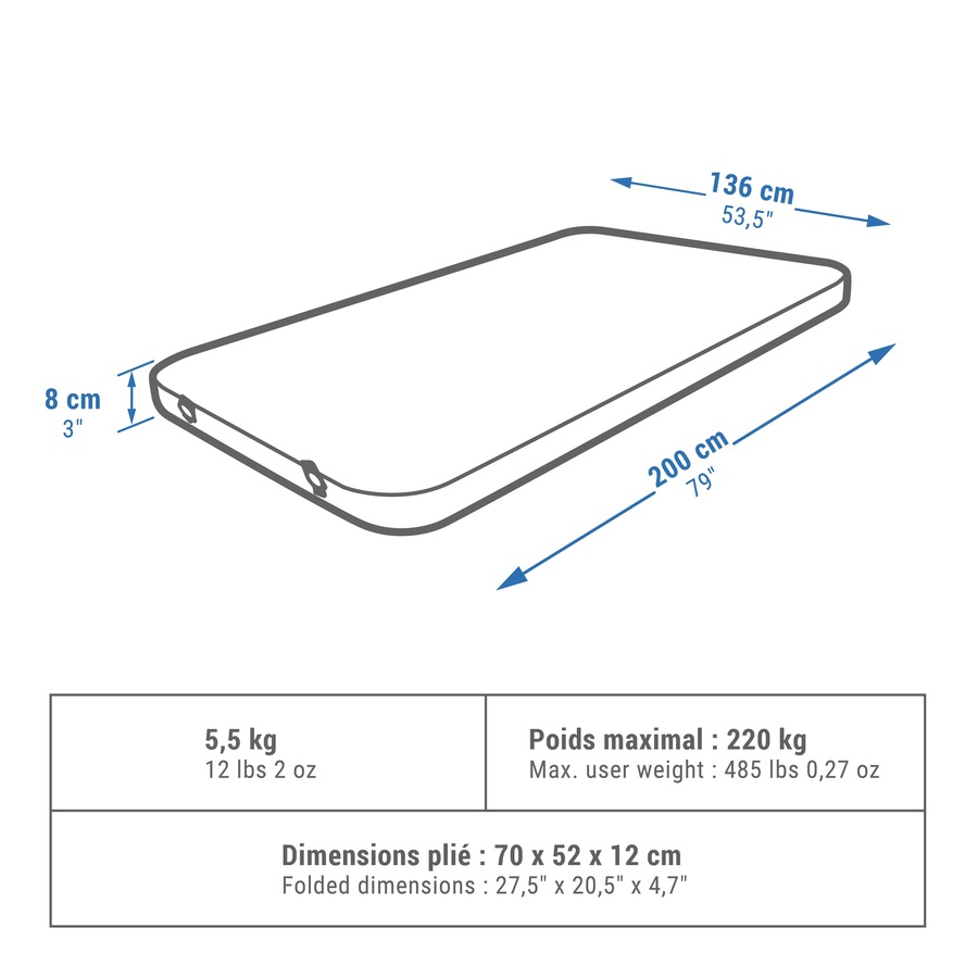 Buy Quechua Self Inflating Camping Mattress Ultim Comfort Double 136 Cm ...