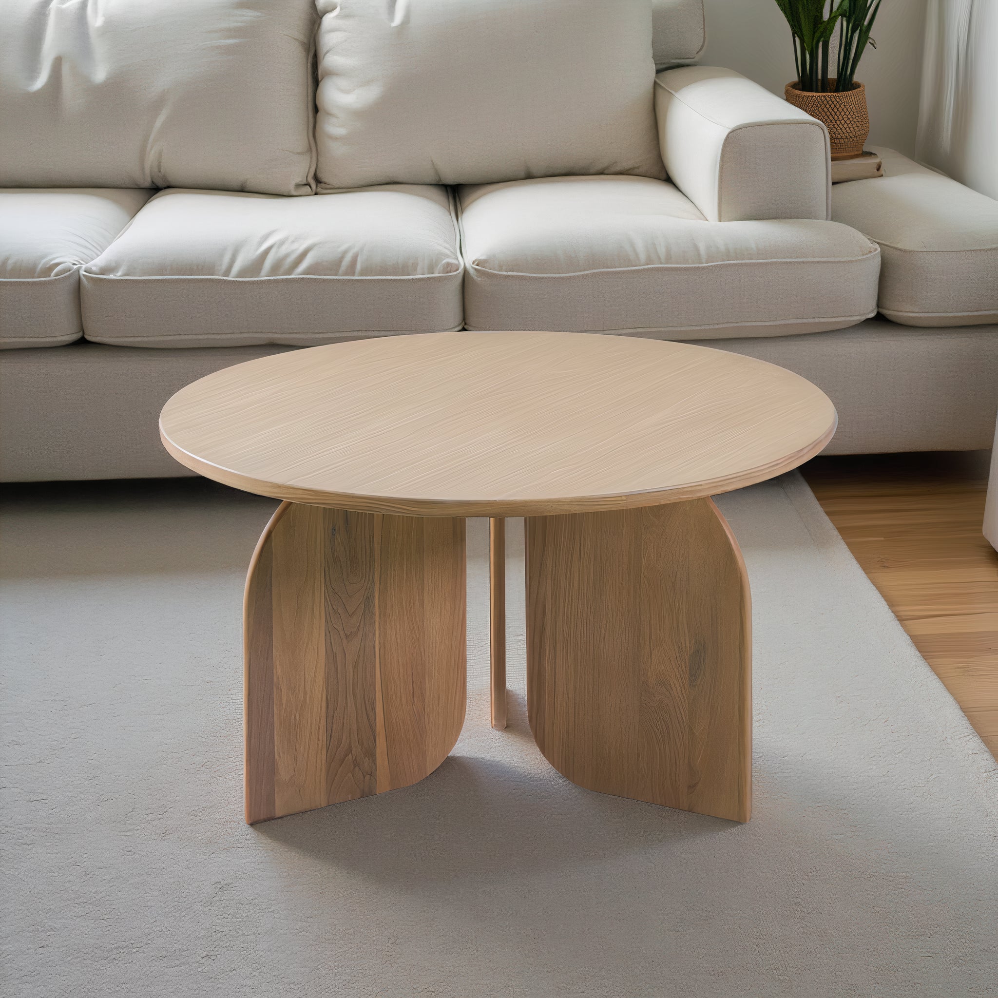Buy Gemma Natural Oak Tri Leg Coffee Table 80cm* - MyDeal Australia